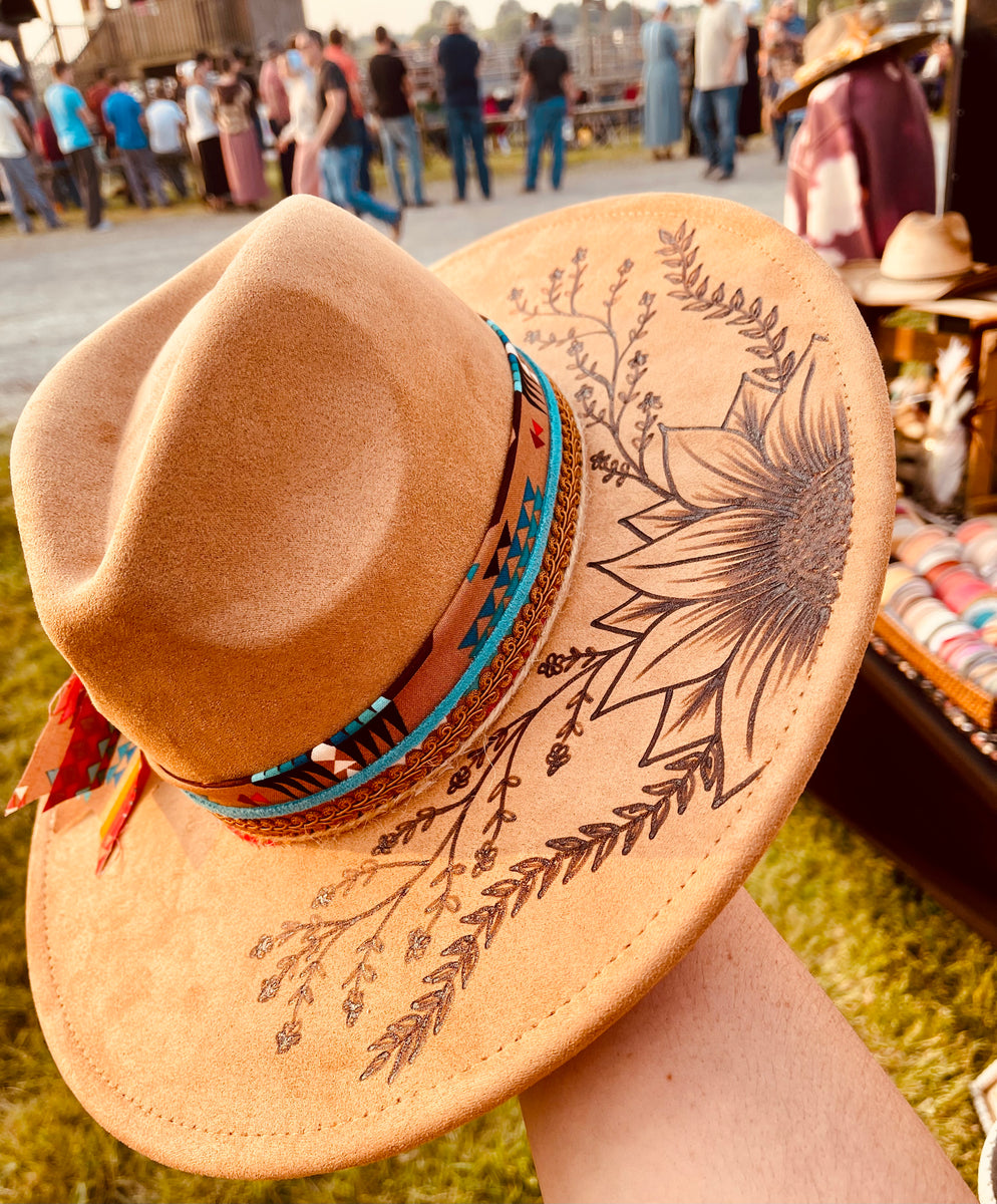 The Rowdy Rodeo- Hand Burned Hat – KMK Customs Co.